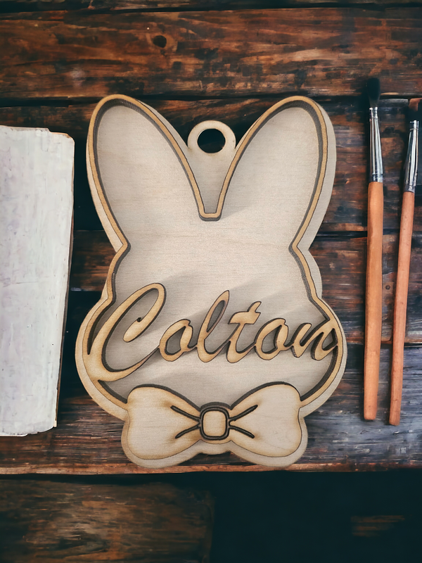 Wood Bunny Name Tag Personalized - The Local Artisan